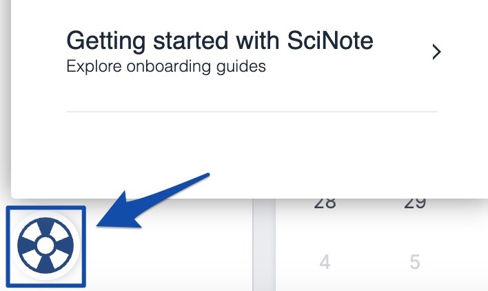 How to access in-app onboarding guides to learn core SciNote features